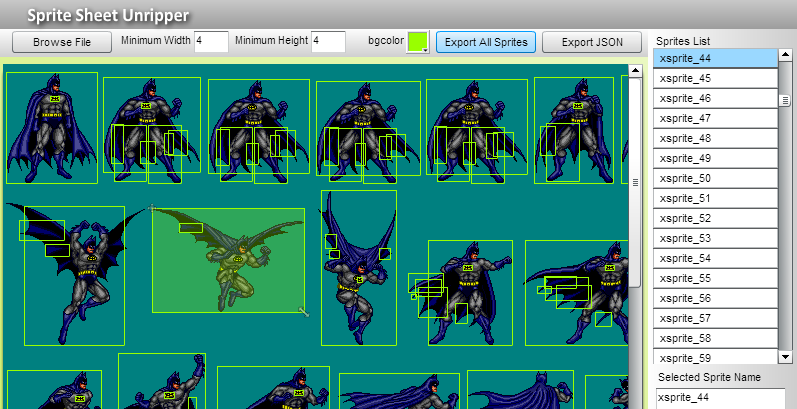 x Sprite Sheet Unrippper · theXaib